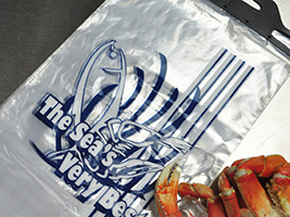 Printed "Seafood" Bag on Plastic Header